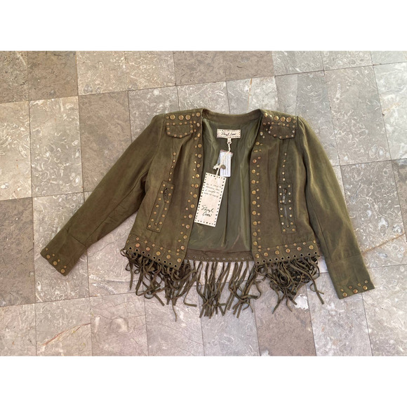 Sheryl Crow | Jackets & Coats | Nwt Sheryl Crow Studded Fringe Faux ...